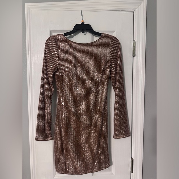 SHEIN | Dresses | Formal Backless Brown Shimmer Gold Dressshein Size ...
